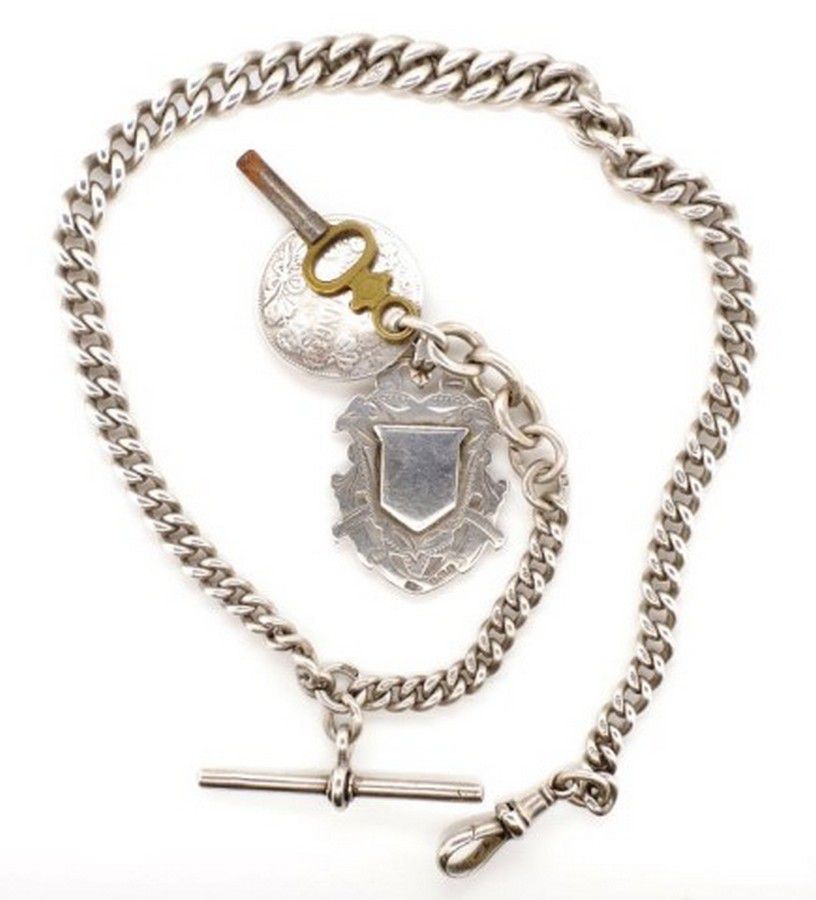 Victorian Sterling Silver Fob Chain and Medal Set - Necklace/Chain ...