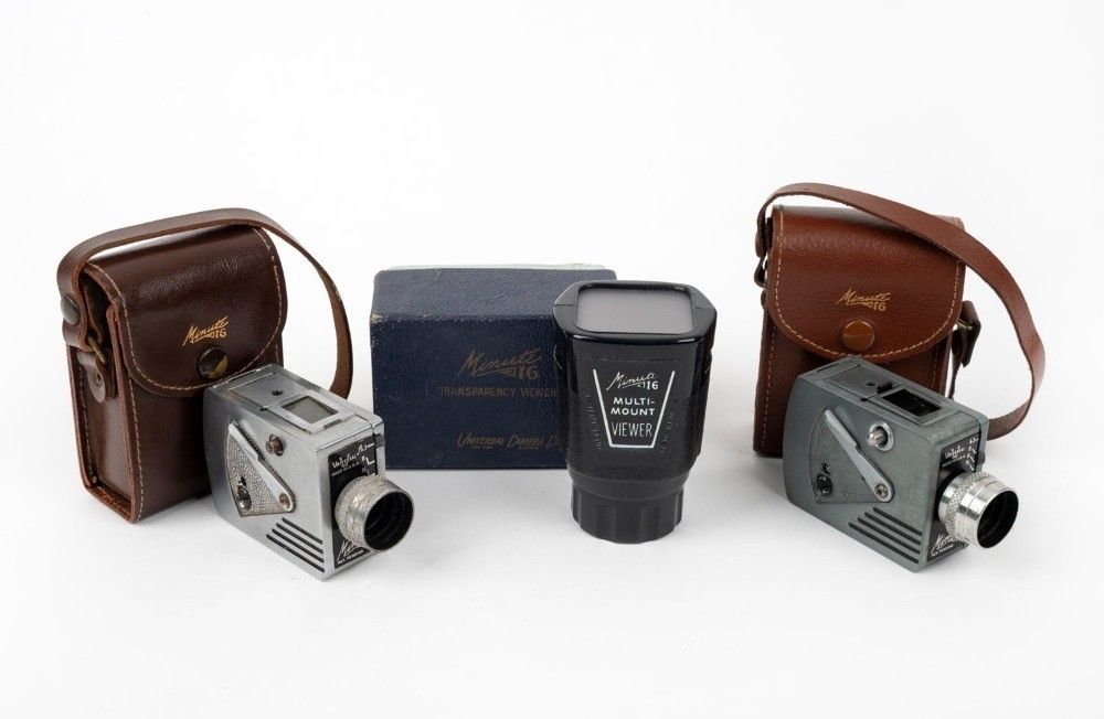 1949 Subminiature Camera Set with Viewer in Leather Cases - Movie ...