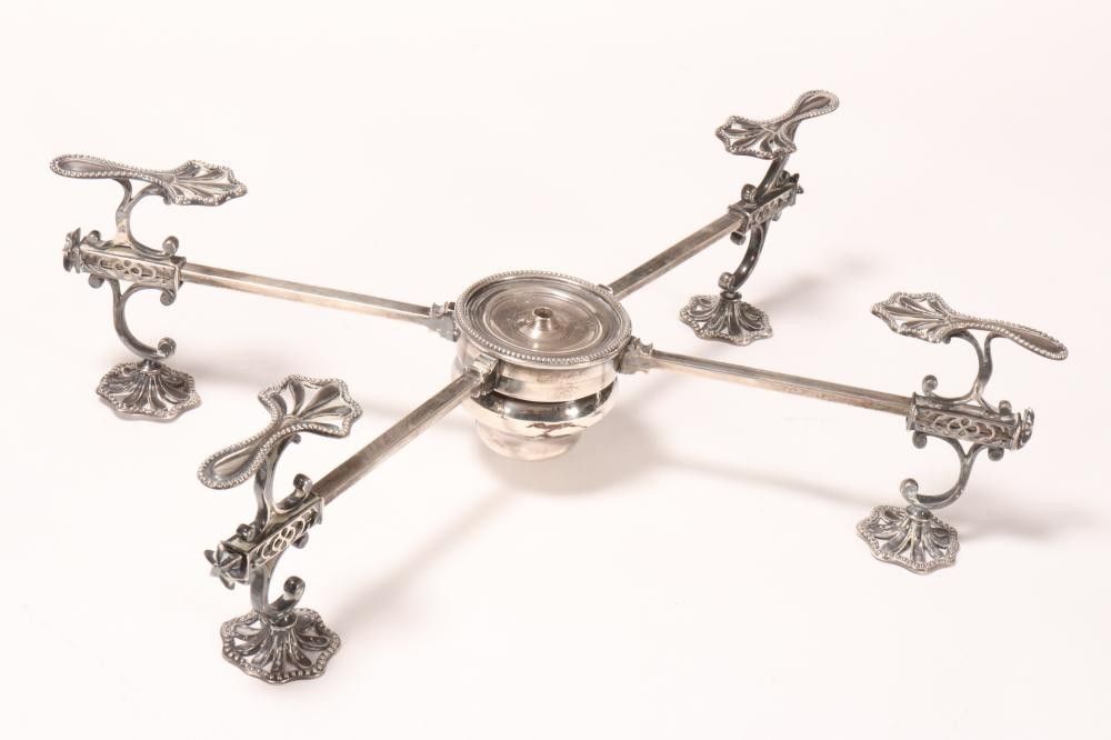 George III Sterling Silver Dish Cross with Central Burner - Zother - Silver