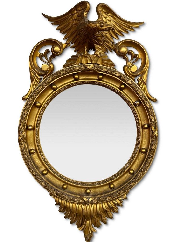 French Giltwood Wall Mirror with Eagle Finial and Wreath - Mirrors ...
