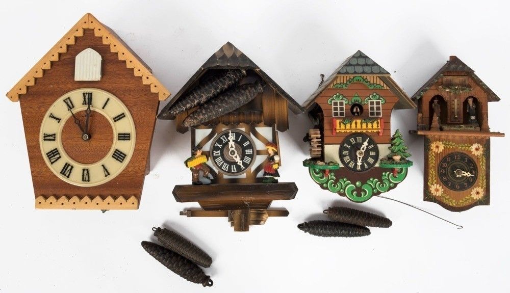 Vintage German Black Forest Cuckoo Clocks with Waterwheel Automata ...
