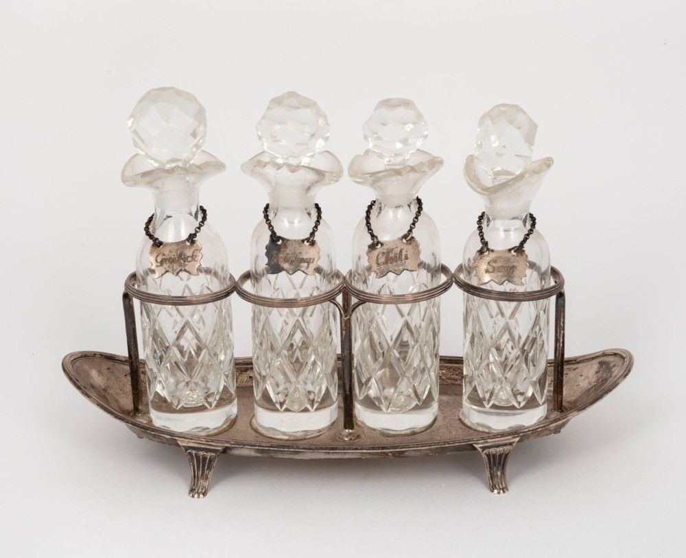 18th Century Sterling Silver Four Bottle Condiment Cruet Set ...
