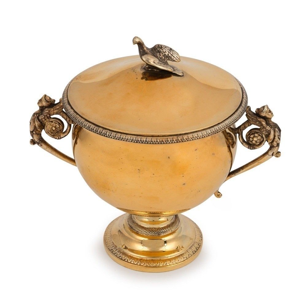 Antique French Silver Gilt Cup with Angel Handles, Dove Finial - Mugs ...