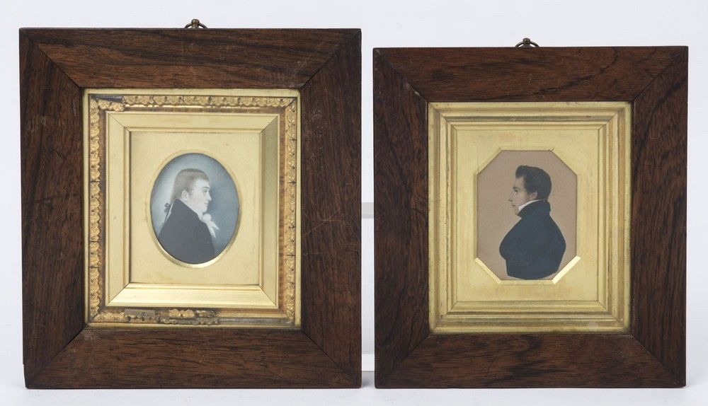 Georgian Profile Portrait Miniatures in Rosewood Frames, 1792 ...