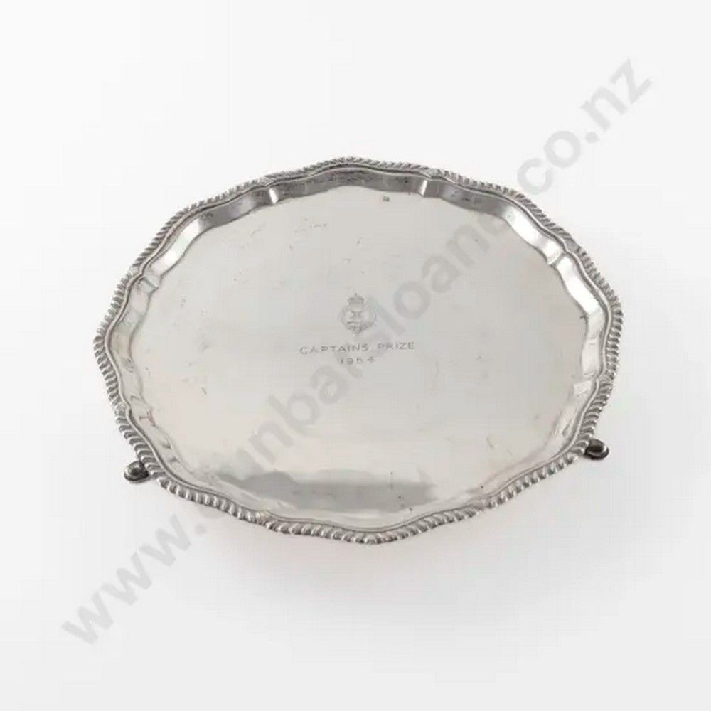 Victorian Sterling Silver Salver with Engraved Inscription and Crest ...