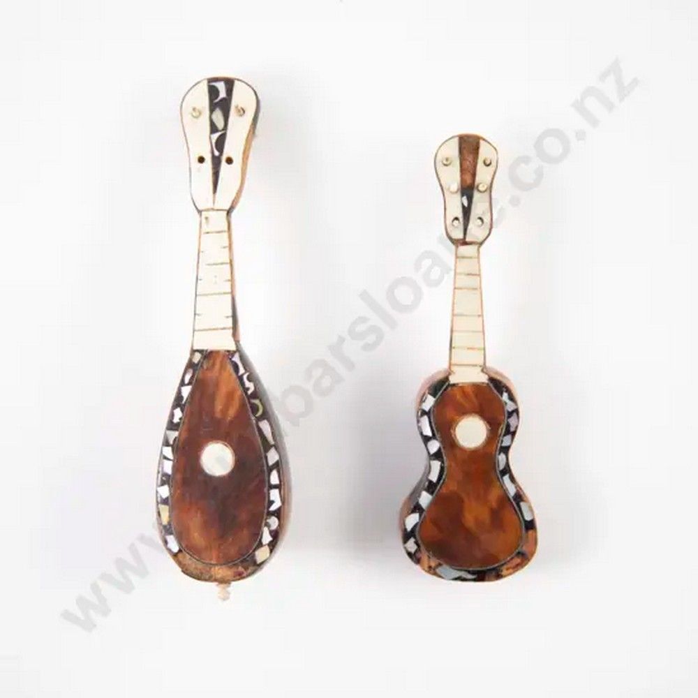 Italian tortoise shell mother of pearl inlaid mini mandolin guitar ...