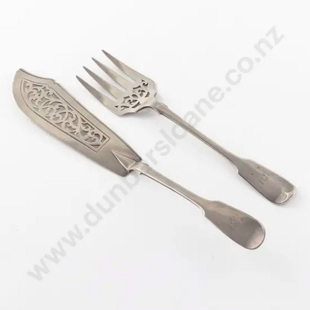 Victorian Sterling Silver Fish Slice & Fork Set, London 1858 - Flatware ...