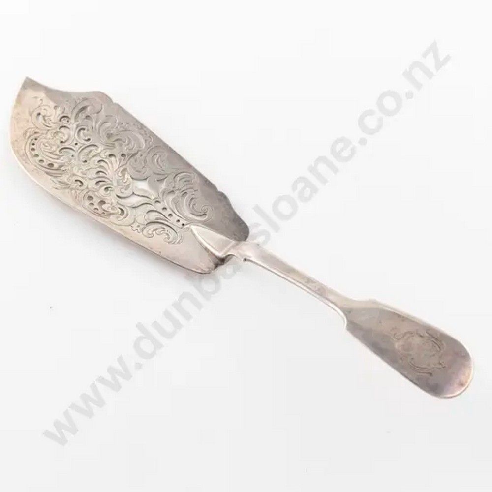 Victorian Sterling Silver Fish Slice, London 1846, Engraved Cartouche ...