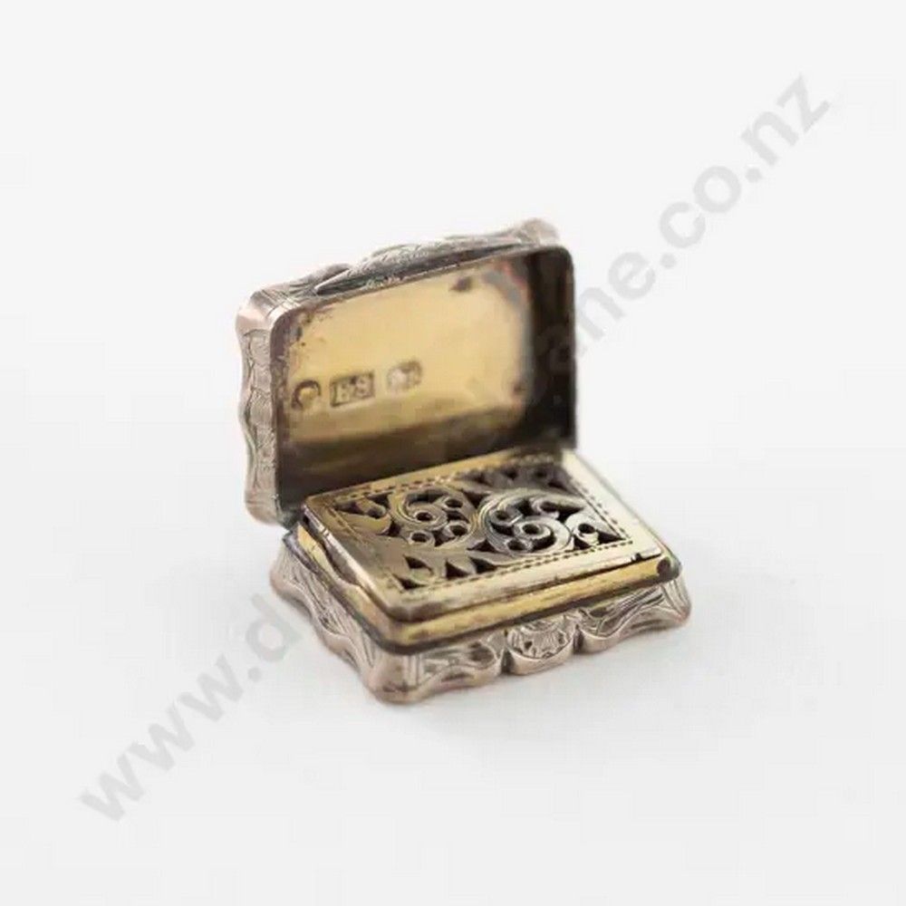 Victorian Sterling Silver Miniature Vinaigrette, Birmingham 1851 ...