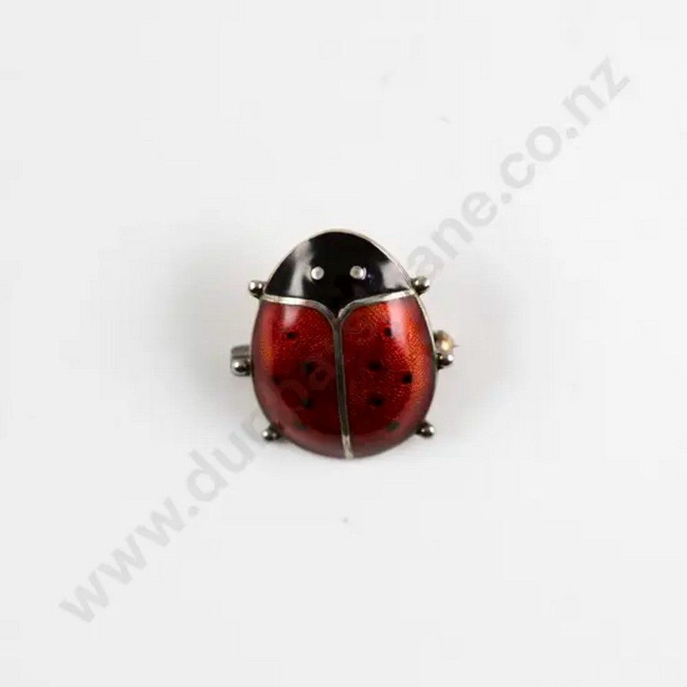 Norway Enamel Ladybug Brooch, .925 Sterling Silver, 30mm Length ...