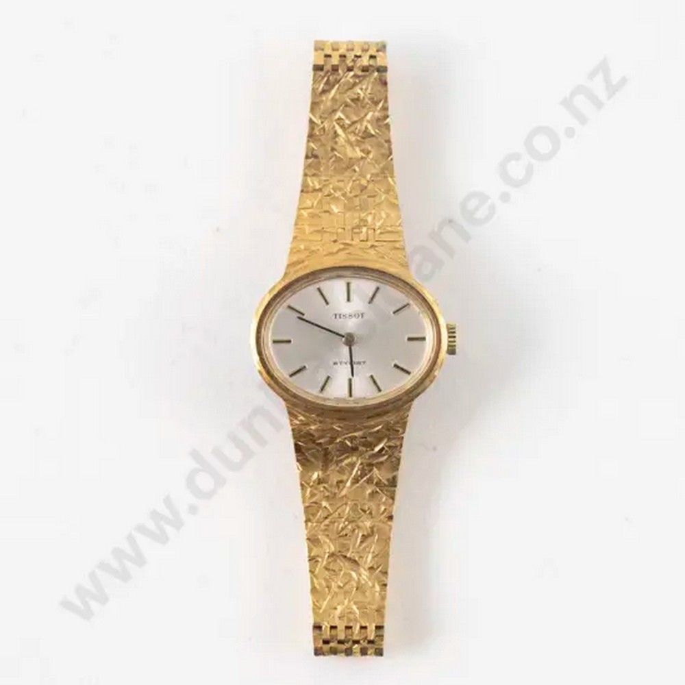 Gold-plated Tissot Stylist quartz ladies wrist watch elegant design ...