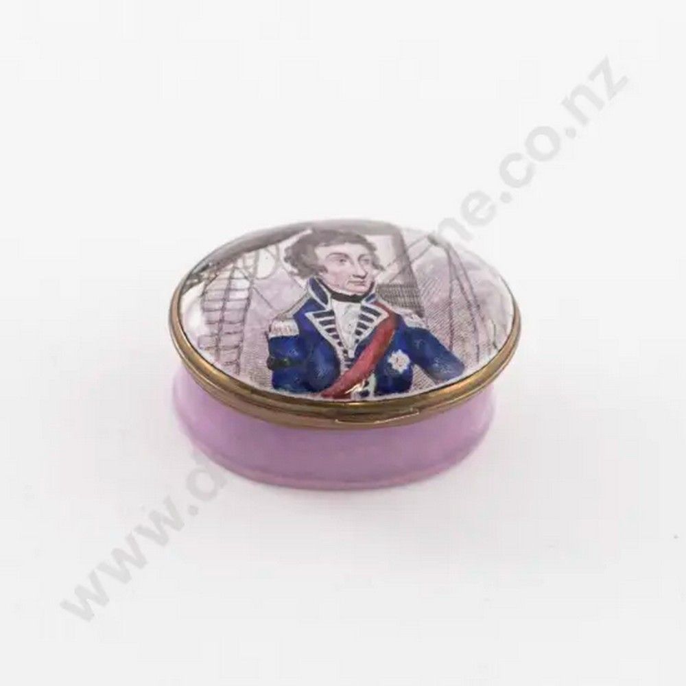 Admiral Nelson Portrait Bilston Enamel Patch Box, 19th Century - Boxes ...