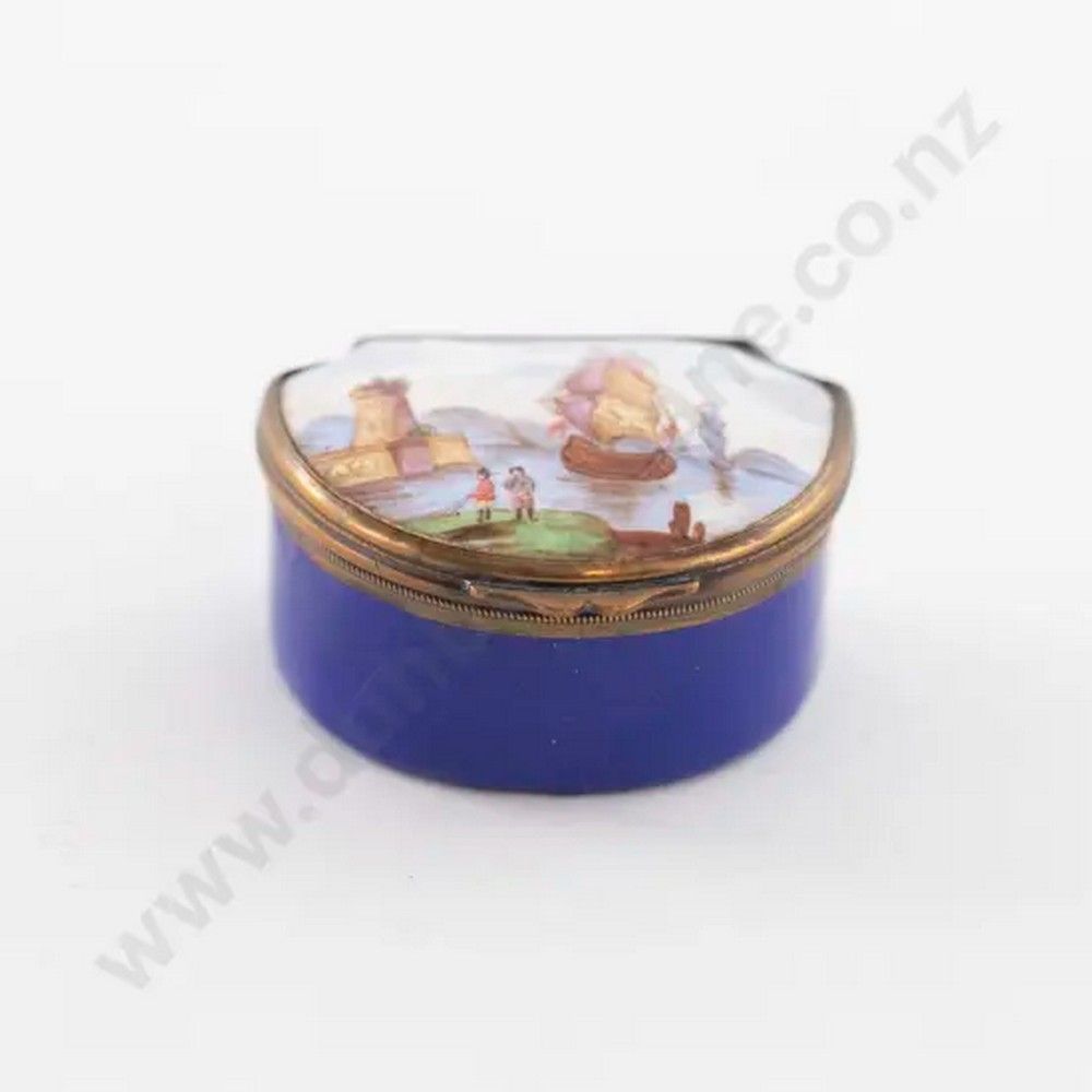 19th Century Bilston Enamel Patch Box with Tall Ships - Boxes ...