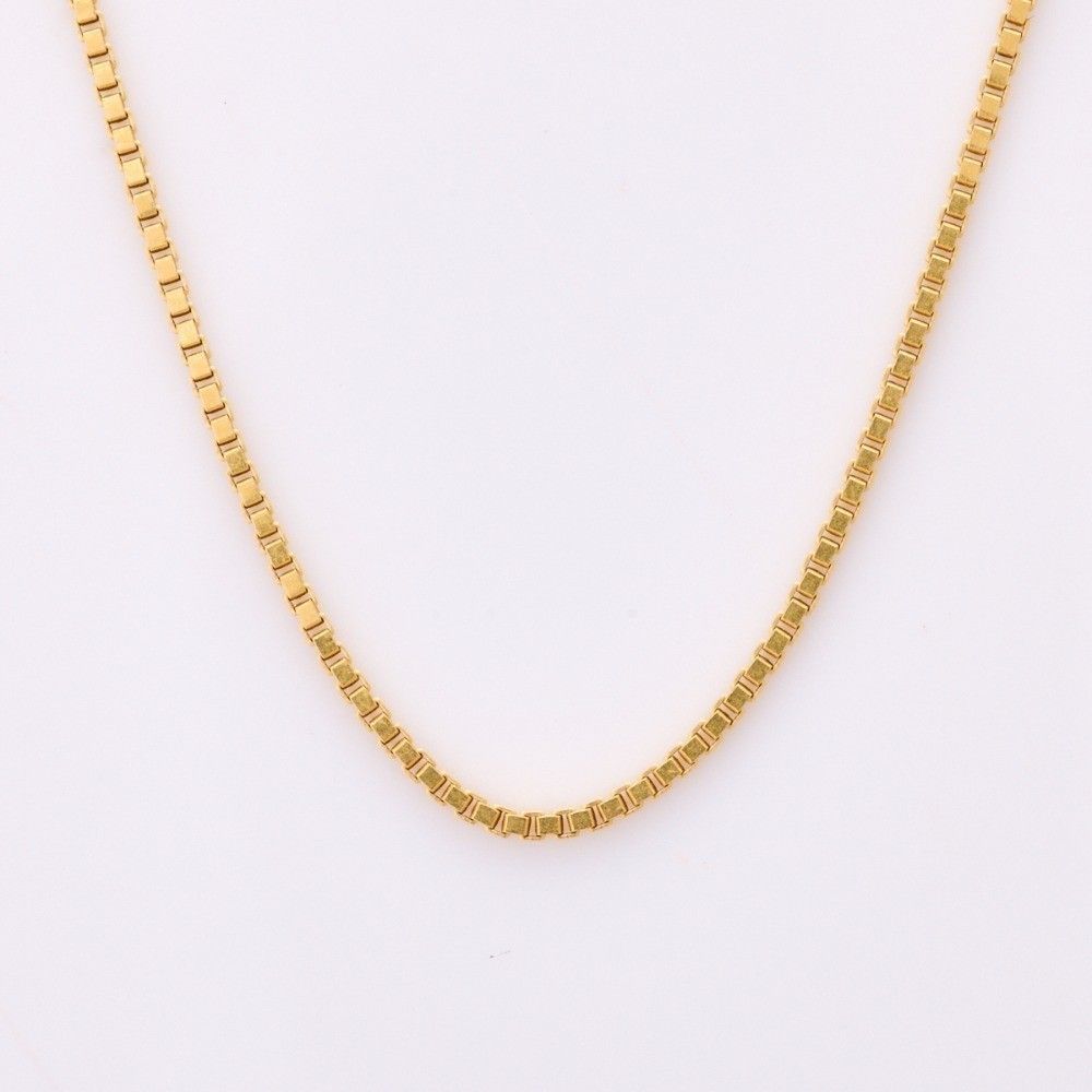18ct Yellow Gold Box Link Chain with Lobster Clasp, 45cm - Necklace ...