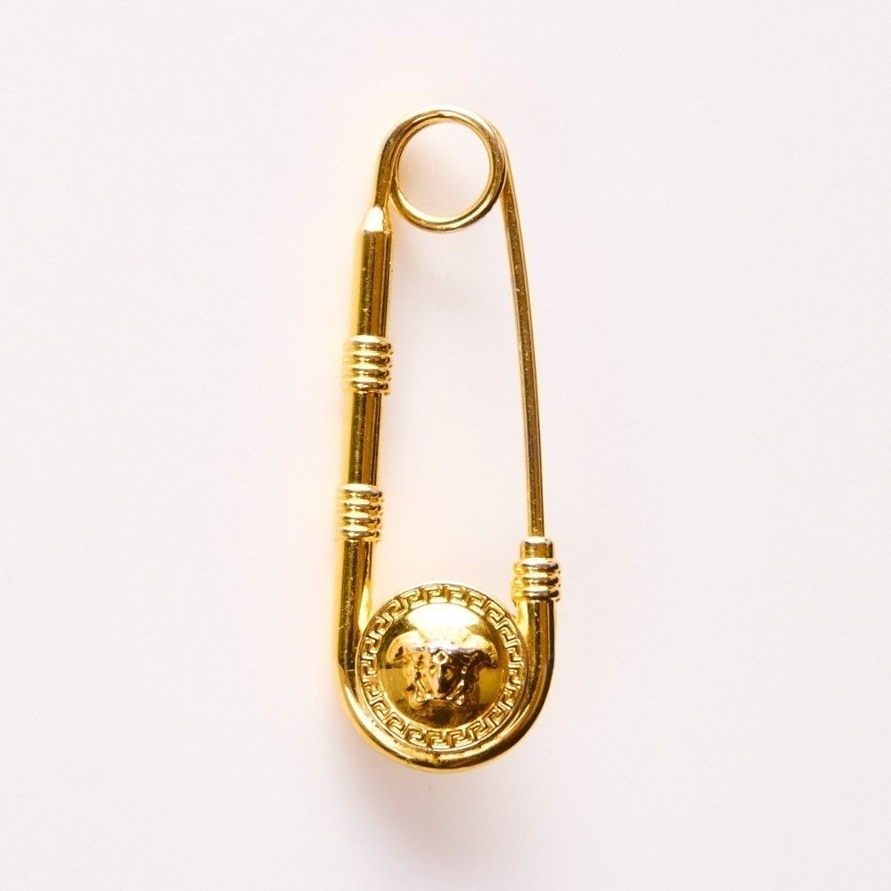 Versace Gold-Tone Medusa Safety Pin Brooch - 5.2 cm - Brooches - Jewellery
