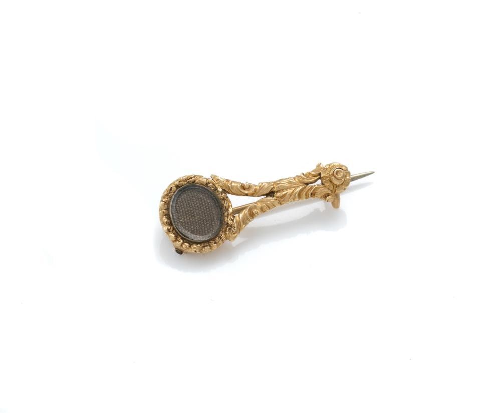 Georgian 18ct Gold Locket Brooch with Braided Hair Insert - Brooches ...
