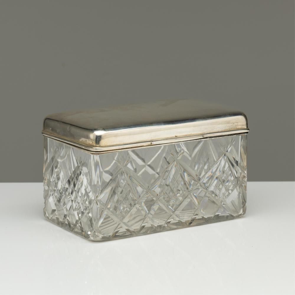 Sterling Silver Crystal Trinket Box, 17.5 cm (Marked MN) - Boxes ...