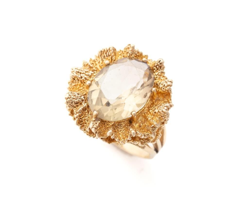 Vintage 9ct Gold Smoky Quartz Cocktail Ring, Oval Cut - Rings - Jewellery