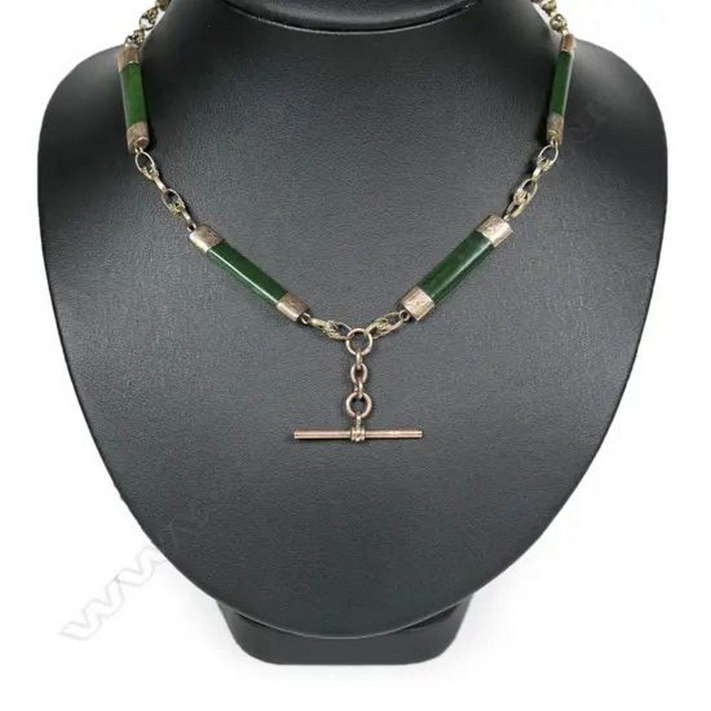Colonial Rose Gold and Pounamu Fob Chain with Dog Clips - Necklace ...