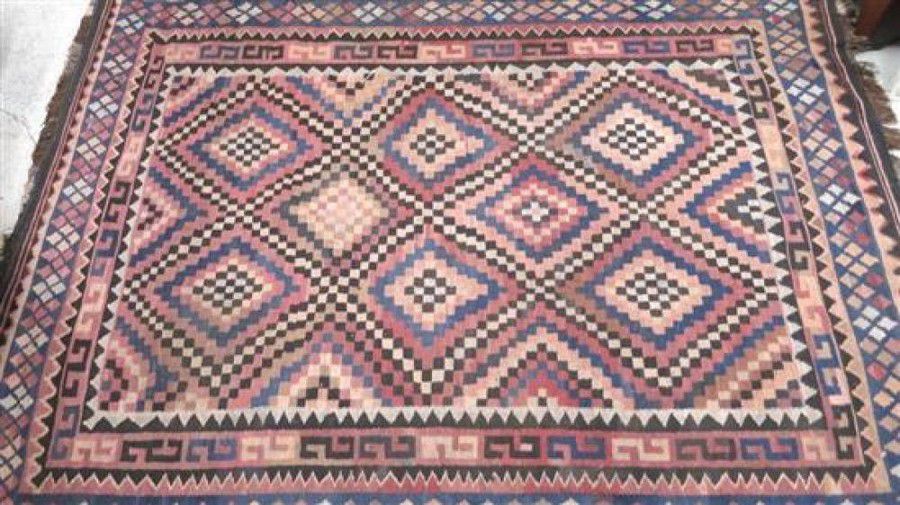 Red and Brown Geometric Persian Rug - 220 x 155cm - Rugs & Carpets ...