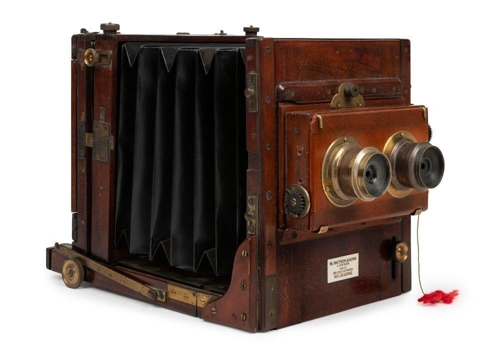 Vintage Watson & Sons stereo tailboard camera with Lancaster lenses ...