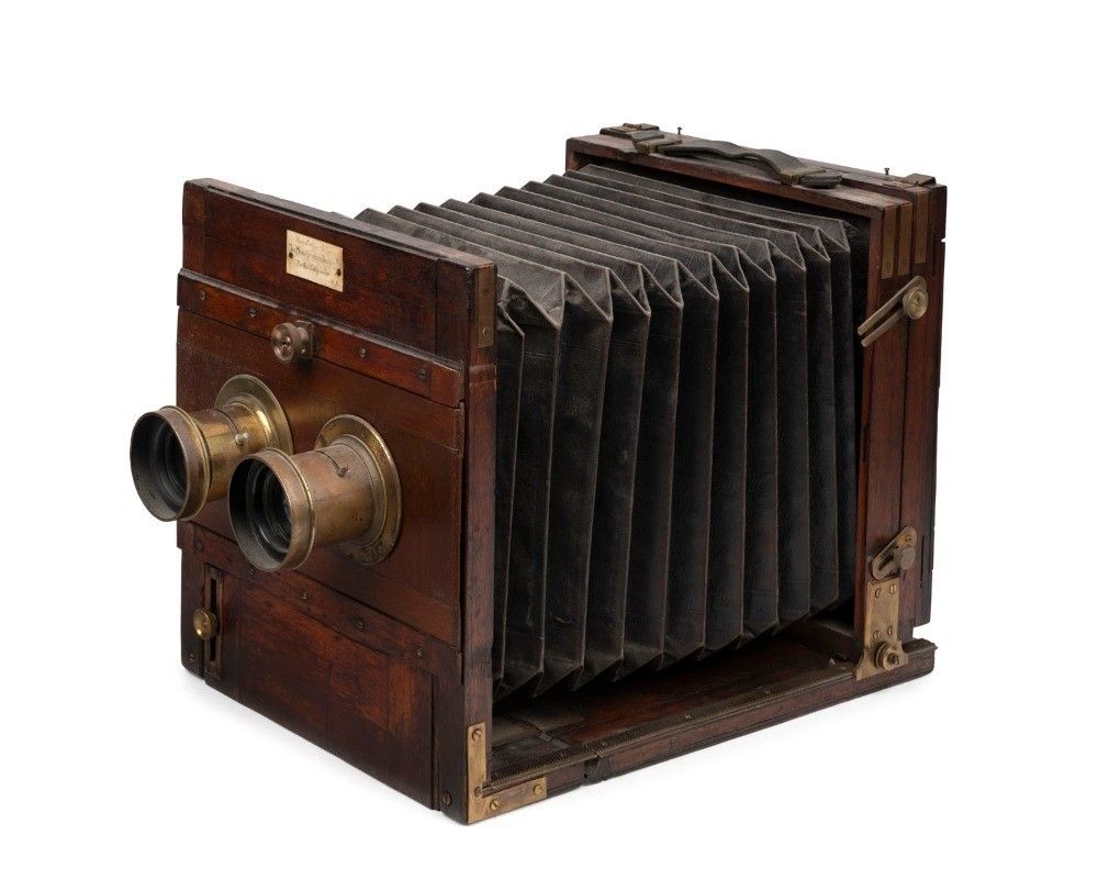 Vintage Plate Stereo Tailboard Camera with Twin Brass Lenses ...