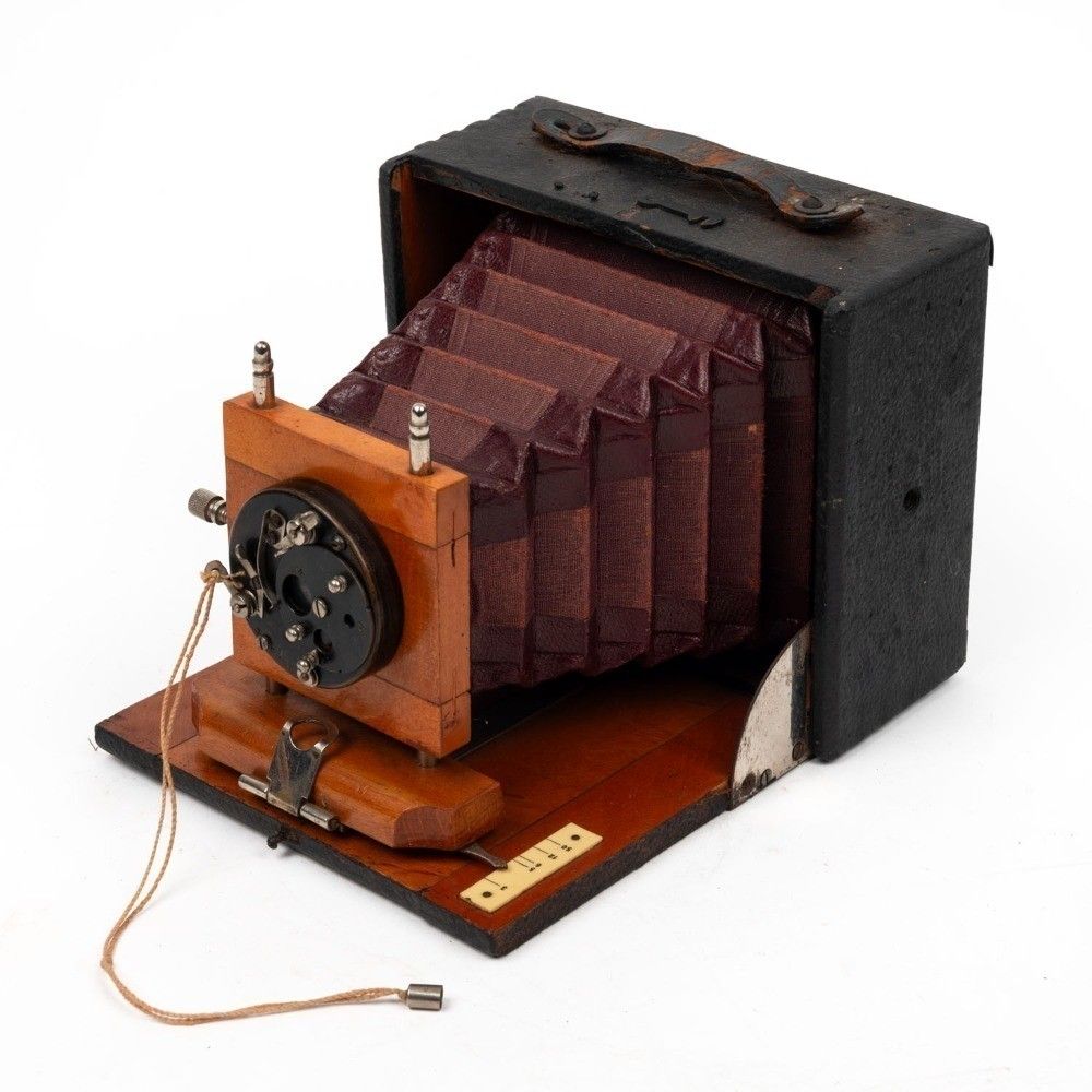 Vintage View Camera with Red Leather Bellows and Retailer's Inlay ...