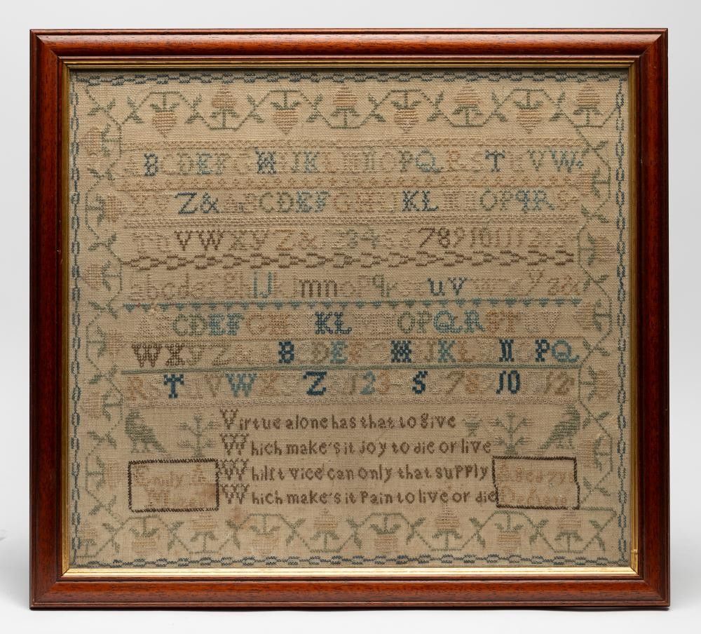 George III Sampler by Emily Mizer, Aged 7, 1818, Floral Border ...