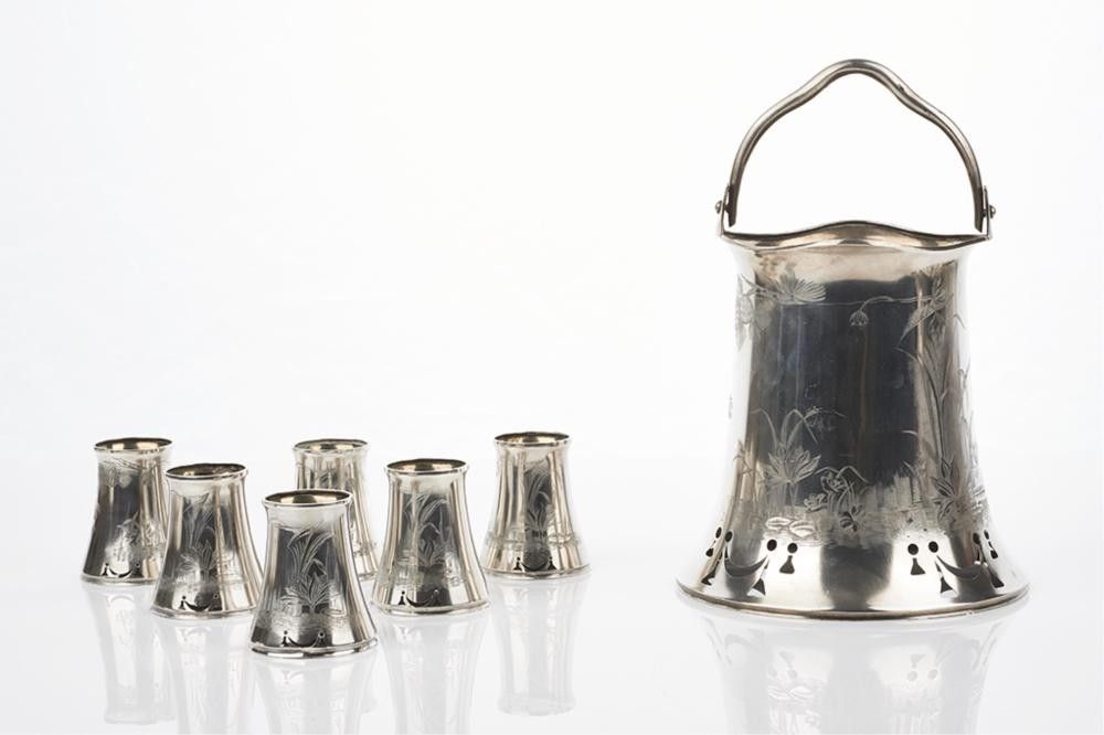 Russian Silver Vodka Set with Water Lily Design, c. 1908-1926 - Russian ...