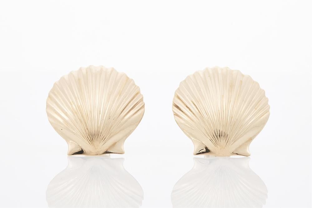 Cartier Shell Earrings in 14ct Gold with Clip-On Findings - Earrings ...