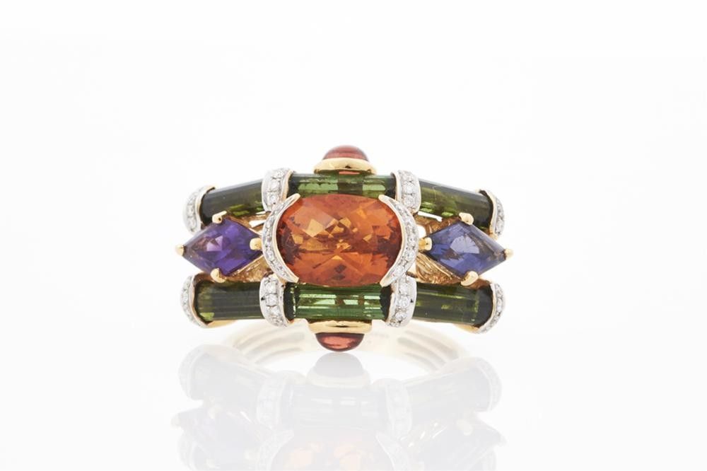 Bellarri Marquesa Citrine Ring with Multi-Gemstones in 18K Gold - Rings ...