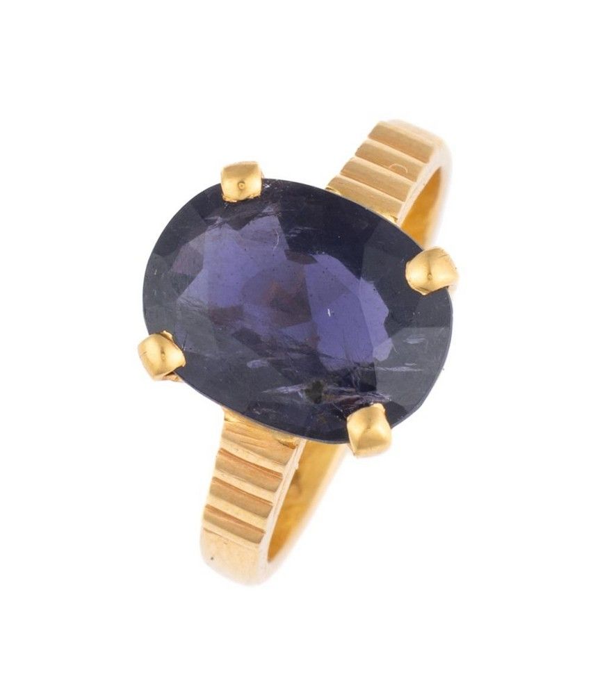 20ct Gold Iolite Ring with 4.8ct Oval Cut Stone - Rings - Jewellery