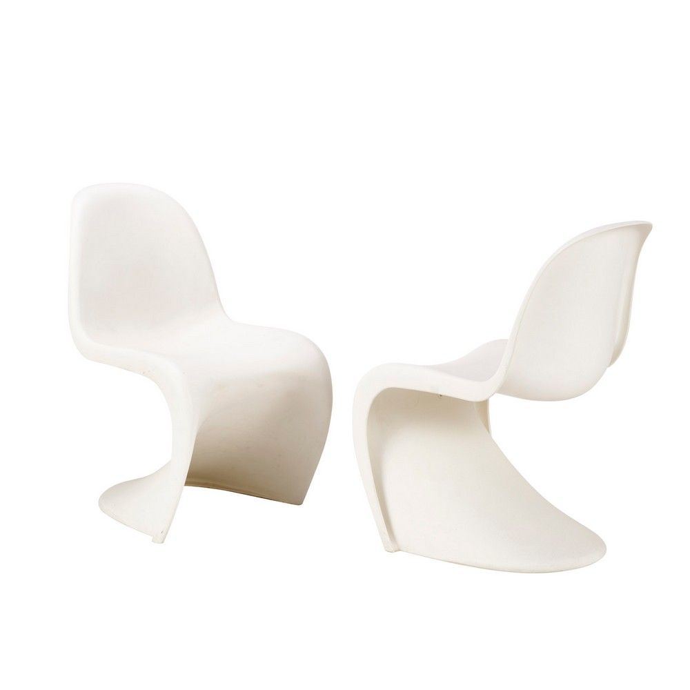 Verner Panton Pair of White 'Panton' Chairs for Vitra - Scandinavian ...