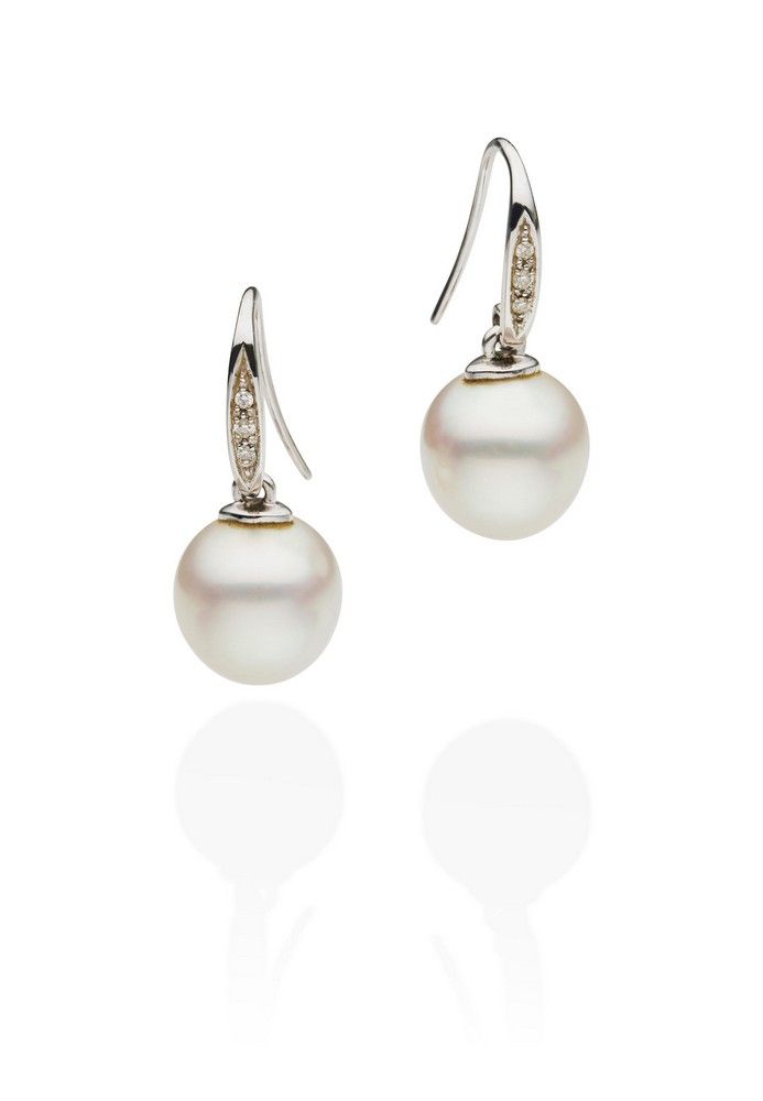 Paspaley South Pearl and Diamond Earrings: Oval Pearl Dangles ...