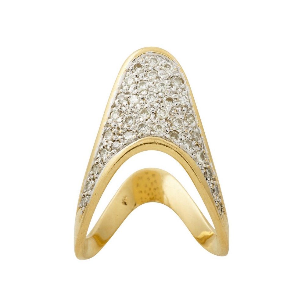 18ct Gold V-Shaped Diamond Ring with 0.35 Carats - Rings - Jewellery
