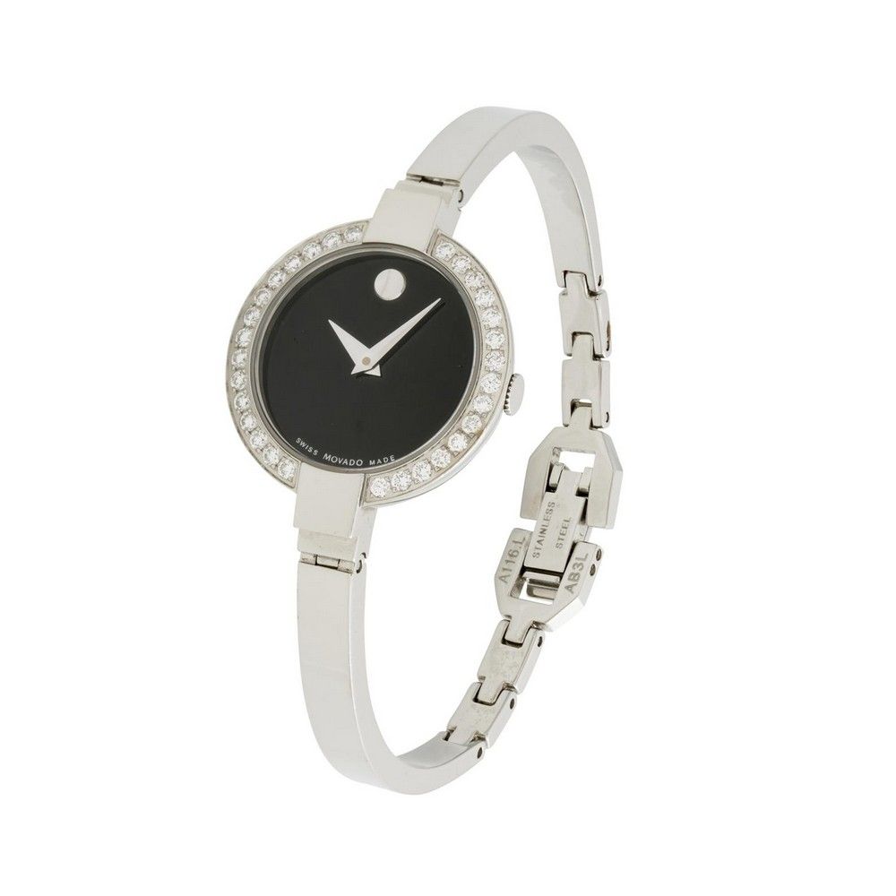 Stainless Steel Movado Diamond Wristwatch with Quartz Movement ...