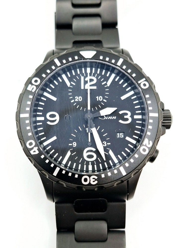 Sinn 757 Black Steel Automatic Watch with Matching Band - Watches ...