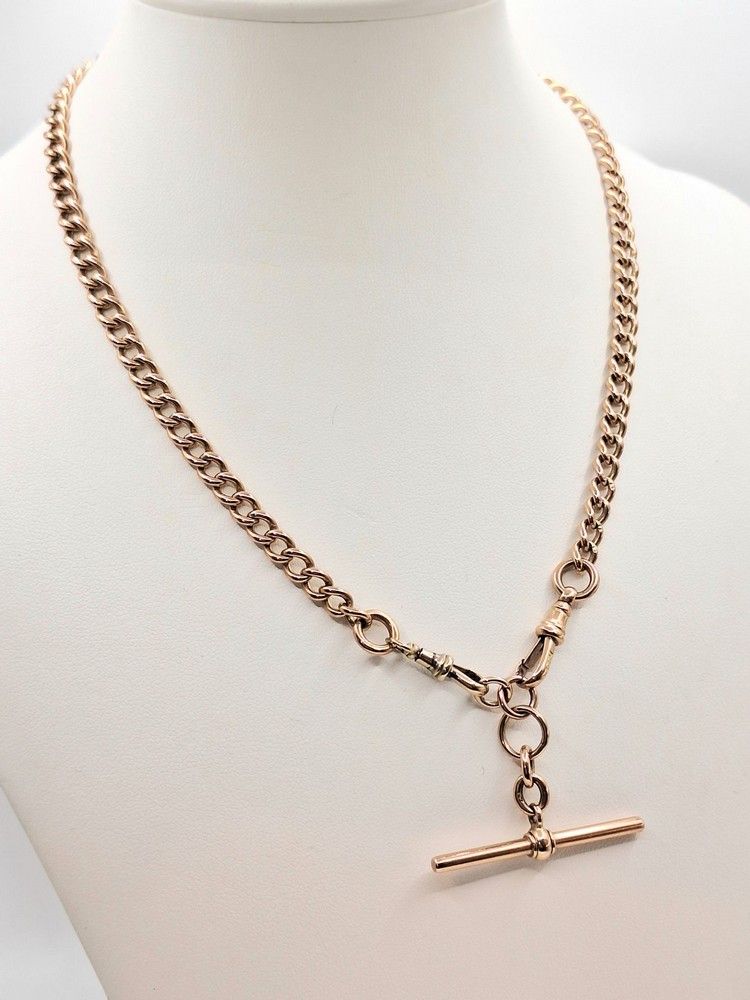 Vintage 9ct Yellow Gold Curb Link Fob Chain 28.8g - Necklace/Chain ...