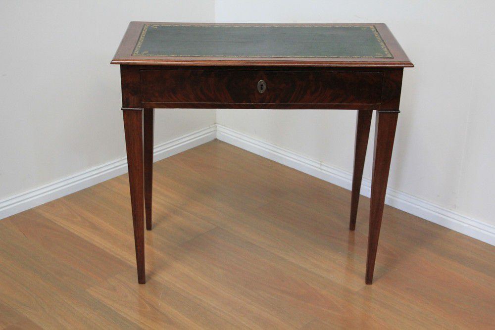 Walnut Leather Top Side Table with Single Drawer - Tables - Side and ...