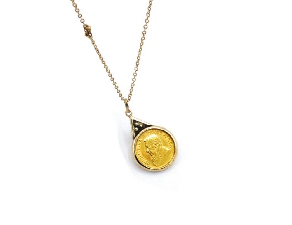 1988 1/10 oz Krugerrand Gold Coin Necklace with 9k Chain - Necklace ...