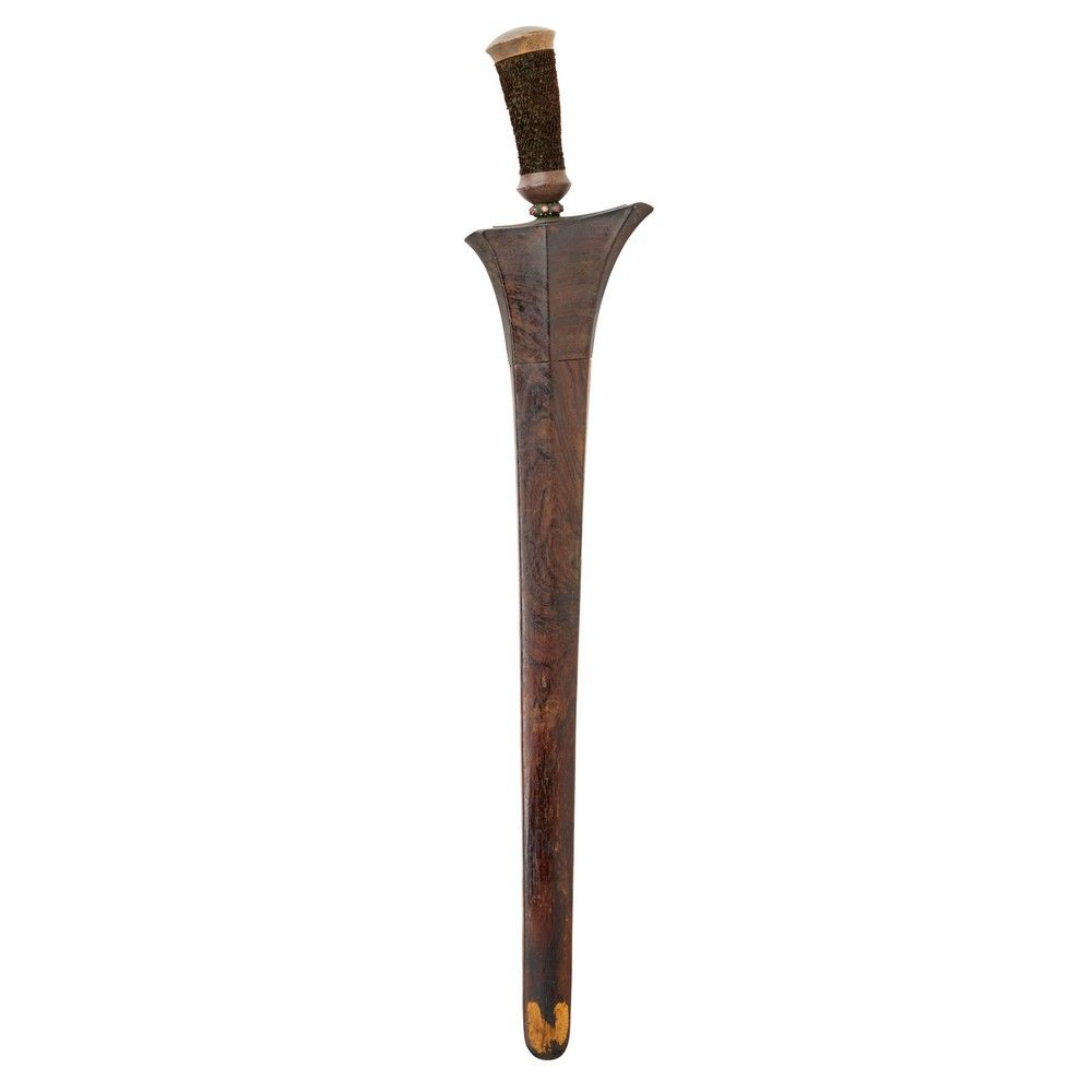 19th Century Indonesian Kris with Jeweled Hilt and Wavy Blade - Edged ...