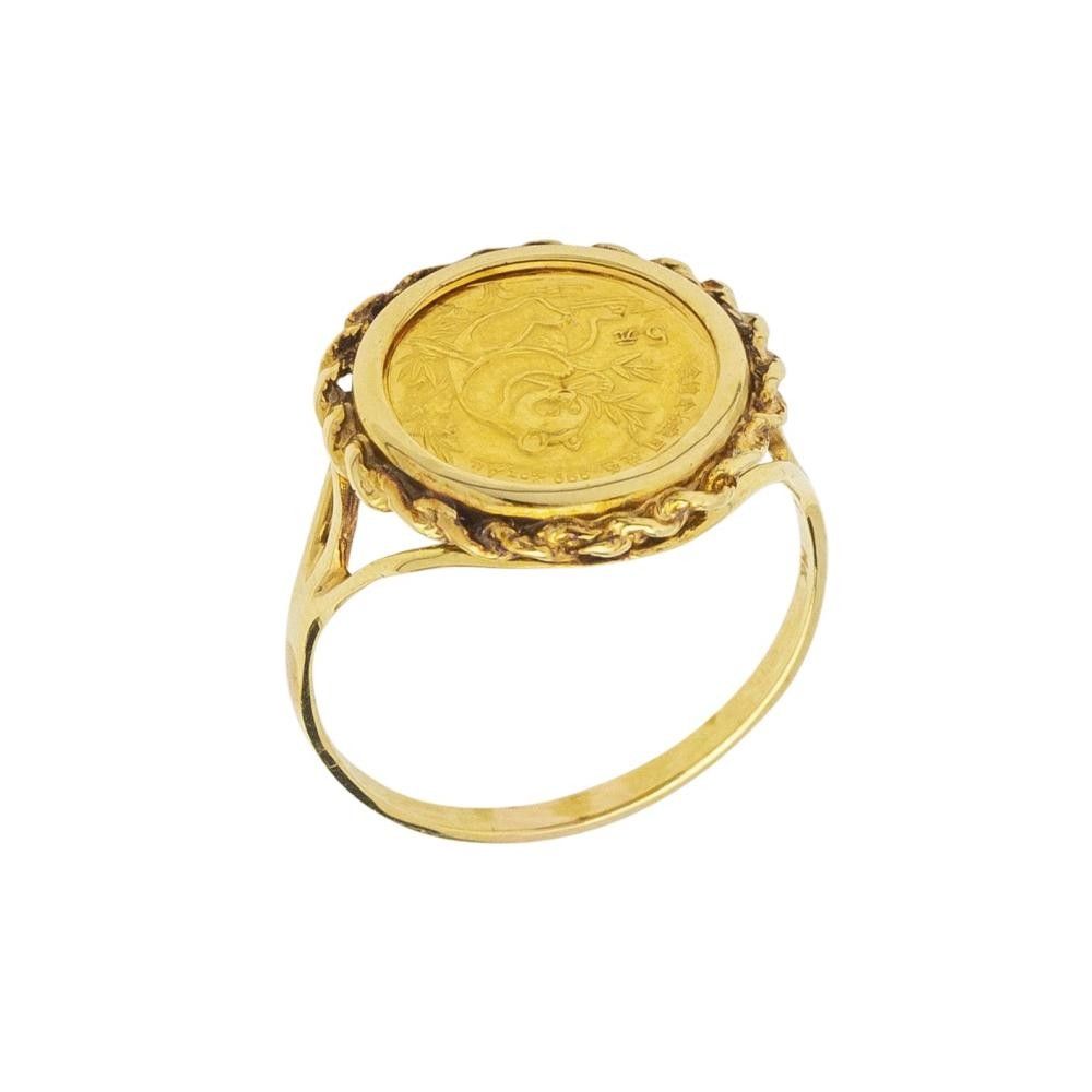 1991 Gold Panda Coin Ring in 14K Yellow Gold - Rings - Jewellery
