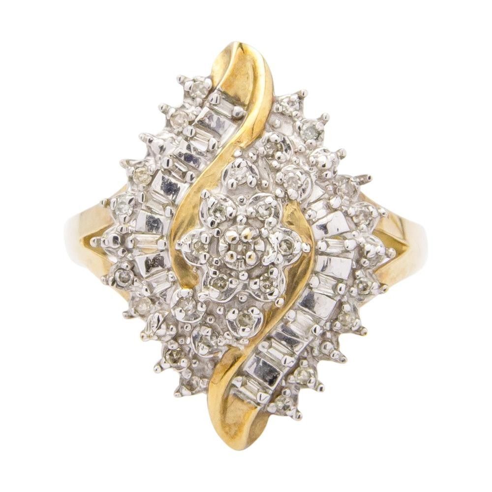 Marquise Diamond Cluster Ring in 9K Two Tone Gold - Rings - Jewellery