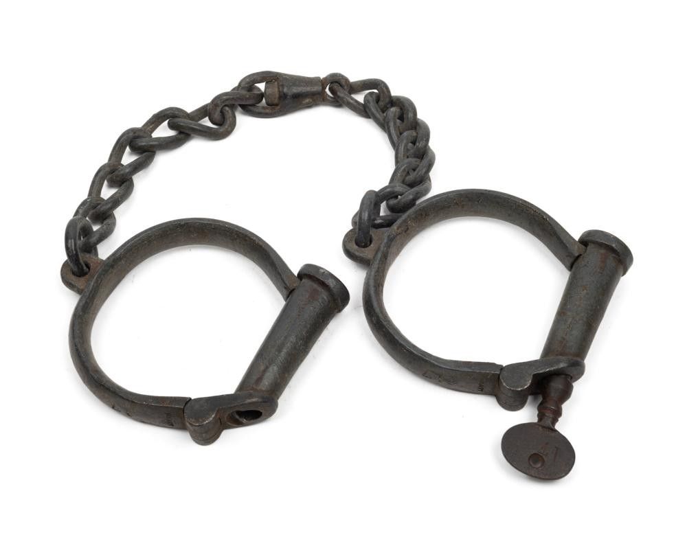 19th Century Hiatt Convict Leg Irons with Shackles and Key - Convict ...