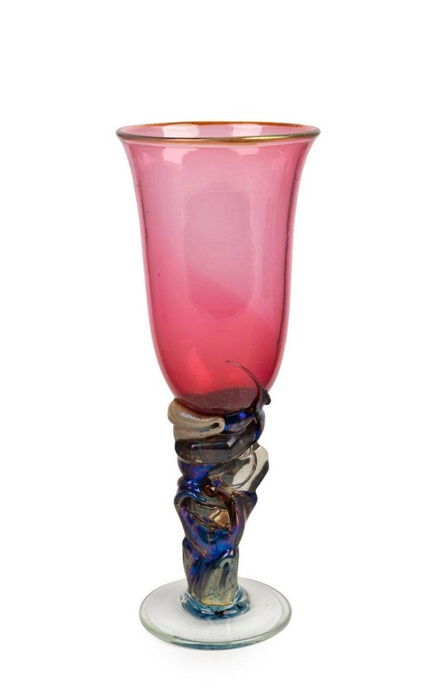 Colin Heaney Signed Australian Art Glass Goblet, 1986, 21cm ...