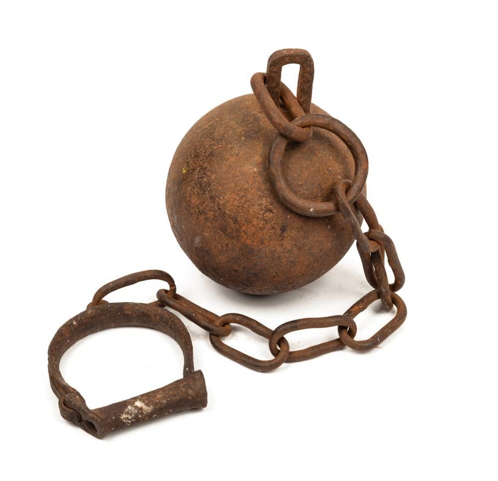 19th Century Convict Ball and Chain, Antique Restraint Collectible ...