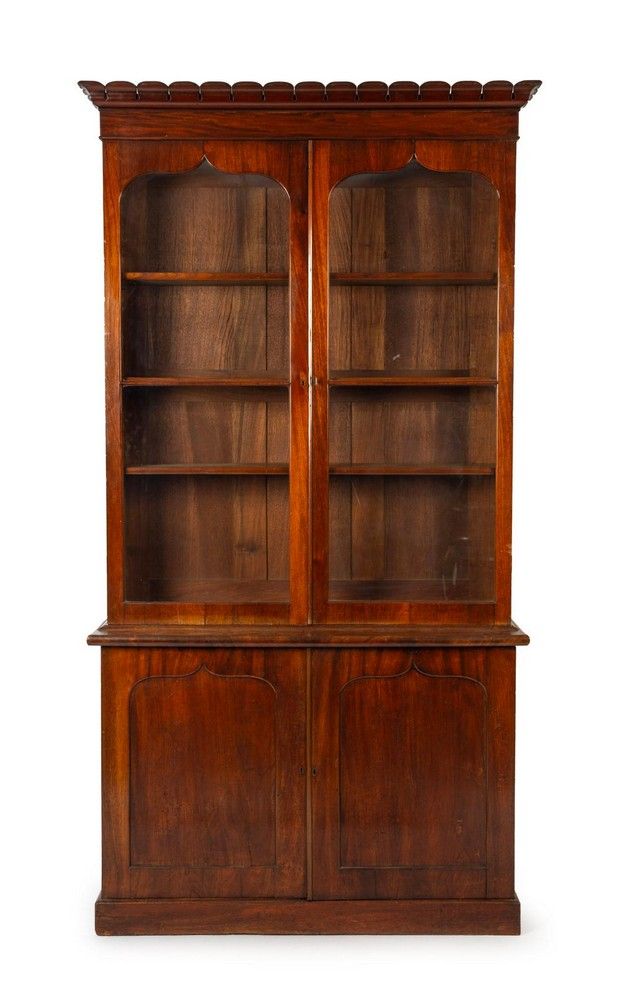 Colonial Australian Cedar Bookcase with Carved Tulip Pediment ...