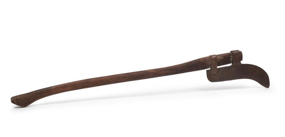 19th Century Iron Flensing Blade with Wooden Haft, 109cm Long ...