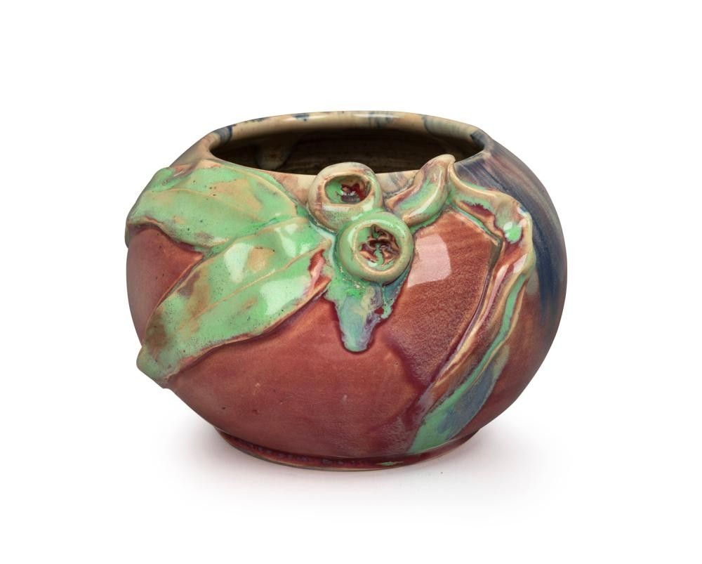 Remued Spherical Pottery Vase with Gumnuts and Leaves Decoration ...