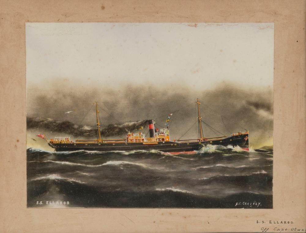S.S. Wear in Rip & S.S. Ellaroo off Cape Otway - Watercolours, Other ...